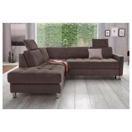 Sit & More Ecksofa SIT & MORE "Pablo L-Form", braun (dunkelbraun), B:233cm H:78cm T:196cm, Struktur fein (100% Polyester), Struktur (100% Polyester), Sofas, wahlweise mit Bettfunktion