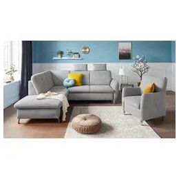 Sit & More Ecksofa SIT & MORE "Daytona L-Form" Sofas Gr. B/H/T: 236cm x 93cm x 214cm, Luxus-Microfaser weich, Ottomane links, mit Bettfunktion-mit Stauraum, silberfarben (silber) mit Federkern, zwei Kopfstützen und wahlweise Bettfunktion