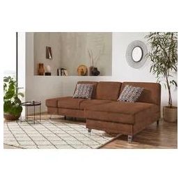 Sit & More Ecksofa SIT & MORE "Clio L-Form" Sofas Gr. B/H/T: 246cm x 89cm x 165cm, Microfaser, Recamiere rechts, mit Bettfunktion-mit Bettkasten, braun (cognac) wahlweise mit Bettfunktion oder Vorziehsitz und Bettkasten, Federkern