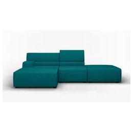 Ecksofa Egoitaliano "Babouche, Designsofa mit außergewöhnlichem Sitzkomfort zum Wohlfühlen" Sofas Gr. B/H/T: 287cm x 80cm x 98cm, Luxus-Microfaser BLUSH, Recamiere links, blau (teal)