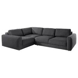 Ecksofa Places of Style "Bloomfield, L-Form" Sofas Gr. B/H/T: 224cm x 84cm x 304cm, Struktur grob, langer Schenkel rechts, XXL ohne Sitztiefenverstellung, grau (obsidian) extra tiefe Sitzfläche, wahlweise mit Sitztiefenverstellung