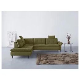 Ecksofa Inosign "Birkholm L-Form" Sofas Gr. B/H/T: 270cm x 83cm x 226cm, Olympia EASY CLEAN, Ottomane links, mit Armlehnfunktion, grün (olive) Armlehnverstellung, auch in Easy Clean Bezug - mit Wasser zu reinigen