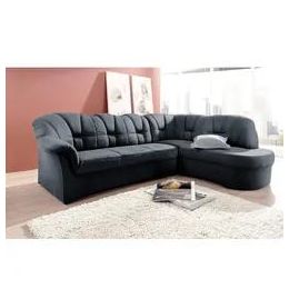 Ecksofa DOMO collection "Papenburg L-Form" Sofas Gr. B/H/T: 241cm x 84cm x 178cm, Kunstleder SOFTLUX, Ottomane rechts, mit Bettfunktion, schwarz mit Ottomane, wahlweise Bettfunktion