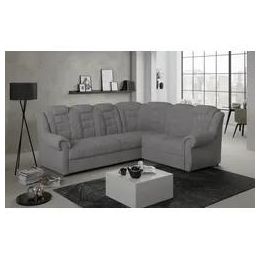 Ecksofa Home Affaire "Boston L-Form" Sofas Gr. B/H/T: 266 cm x 102 cm x 216 cm, Microfaser bedruckt, langer Schenkel links-Bettfunktion links, Mit Bettfunktion-mit Schubkasten, silberfarben (silver) Gemütliches Ecksofa mit hoher Rückenlehne in klassischem Design