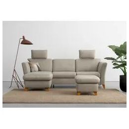 Ecksofa Home Affaire "Trelleborg L-Form" Sofas Gr. B/H/T: 249 cm x 86 cm x 162 cm, Feincord, Recamiere links, mit Bettfunktion-mit Bettkasten, grau (steel) wahlweise mit Bettfunktion und Bettkasten, inkl. Federkern-Polsterung