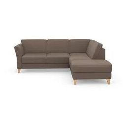 Sit & More Ecksofa SIT & MORE "Visby L-Form" Sofas Gr. B/H/T: 248cm x 87cm x 213cm, Luxus-Microfaser Paris, Ottomane rechts, ohne Bettfunktion-ohne Bettkasten, grau (taupe) Wahlweise mit Bettfunktion und Stauraum, frei im Raum stellbar