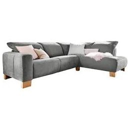 Ecksofa Home Affaire "Hörnum L-Form" Sofas Gr. B/H/T: 281cm x 85cm x 220cm, Struktur weich, Recamiere rechts, ohne Relaxfunktion, grau wahlweise mit motorischer Relaxfunktion, verstellbarer Kopfstütze