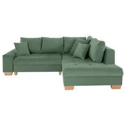 Ecksofa Inosign "Nikita II, L-Form" Sofas Gr. B/H/T: 240cm x 86cm x 186cm, Aqua Clean Prestige, Ottomane rechts, mit Kaltschaum-mit Bettfunktion-mit Bettkasten, grün (mint) mit Kaltschaumpolsterung, wahlweise Bett und Bettkasten