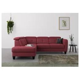 Sit & More Ecksofa SIT & MORE "Belluci L-Form" Sofas Gr. B/H/T: 249cm x 85cm x 195cm, Luxus-Microfaser Florence, Ottomane links, ohne Bettfunktion-ohne Bettkasten, rot (bordeaux) inklusive Federkern, wahlweise mit Bettfunktion und Bettkasten