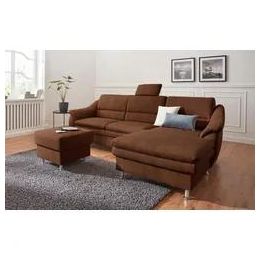 Sit & More Ecksofa SIT & MORE "Cardoso L-Form" Sofas Gr. B/H/T: 264cm x 90cm x 162cm, Luxus-Microfaser 2, Recamiere rechts, mit Bettfunktion, braun (cognac) mit Federkern, wahlweise Bettfunktion