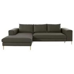 Polsterecke OTTO products "Finnja, L-Form" Sofas Gr. B/H/T: 297 cm x 83 cm x 170 cm, Struktur fein, Recamiere links, XL-Breite-mit Bettfunktion-mit Bettkasten, grün XXL-Ecksofa Sofas