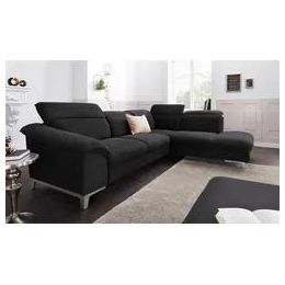 Ecksofa COTTA "Teresa L-Form", schwarz, B:293cm H:84cm T:232cm, Chenille (90% Polyester; 10% Polyamid ), Struktur (100% Polyester ), Sofas, wahlweise mit Bettfunktion