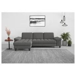 Sit & More Ecksofa SIT & MORE "Westham L-Form" Sofas Gr. B/H/T: 275cm x 88cm x 172cm, Struktur weich, Recamiere links, mit Bettfunktion-mit Bettkasten-mit Armlehnfunktion-mit Sitztiefenverstellung-mit Federkern, grau Recamiere, mit oder ohne Bettfunktion, Bettkasten, Füße wengefarben