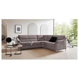 Ecksofa Places of Style "Cardoso L-Form" Sofas Gr. B/H/T: 260cm x 90cm x 230cm, Luxus-Microfaser Lederoptik, langer Schenkel links, mit Bettfunktion-mit Schublade-mit Relaxfunktion, grau mit Trapezecke für mehr Sitzkomfort, wahlweise auch Bettfunktion