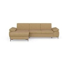 Ecksofa DOMO collection "Capelo L-Form" Sofas Gr. B/H/T: 297cm x 84cm x 160cm, Struktur fein, Recamiere links, mit Bettfunktion-mit Armteilverstellung, beige mit Armteilverstellung, wahlweise Bettfunktion, Federkern