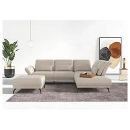 Ecksofa Inosign "Coco L-Form" Sofas Gr. B/H/T: 294cm x 88cm x 242cm, Breitcord, Ottomane rechts, ohne Sitztiefenverstellung-ohne Armteilverstellung-ohne Kopfteilverstellung-ohne Federkern, beige (creme) Sitztiefen-, Arm- und Kopfteilverstellung, Cord-Bezug, Fußhöhe 15 cm