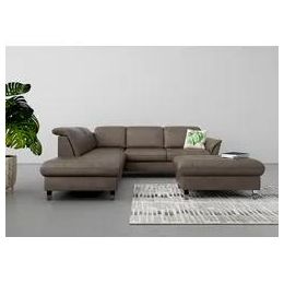 Sit & More Ecksofa SIT & MORE "Maggiore L-Form" Sofas Gr. B/T: 261cm x 224cm, Luxus-Microfaser, Ottomane links, mit Kopfteilverstellung-ohne Bettfunktion-ohne Stauraum-Fussfarbe: Nickel satiniert, braun wahlweise mit Kopfteilverstellung, Bettfunktion und Stauraum