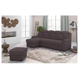 Ecksofa COTTA "Marcus L-Form" Sofas Gr. B/H/T: 257cm x 99cm x 162cm, Microfaser bedruckt, Recamiere links-Bettfunktion rechts, Mit Bettfuntion, braun (earth) Bequemes Ecksofa in klassischem Design mit hoher Rückenlehne