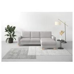 Ecksofa Home Affaire "Summer L-Form" Sofas Gr. B/H/T: 249 cm x 91 cm x 164 cm, Feincord, Recamiere rechts, ohne Bettfunktion-ohne Bettkasten-ohne Federkern, silberfarben (silber) mit Recamiere, oder ohne Bettfunktion und Bettkasten, Cord-Bezug