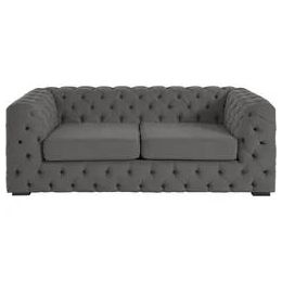 Guido Maria Kretschmer Home & Living Chesterfield-Sofa GUIDO MARIA KRETSCHMER HOME & LIVING "Kalina" Sofas Gr. B/H/T: 190cm x 67cm x 98cm, Struktur, grau (anthrazit) mit klassischer Chesterfield-Knopfheftung