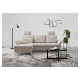 Ecksofa Inosign "Palm Beach L-Form" Sofas Gr. B/H/T: 275cm x 89cm x 175cm, Luxus-Microfaser Euphoria, mega-Recamiere links, mit Sitztiefenverstellung-mit Bettfunktion-mit Bettkasten-mit Armteilverstellung, grau (elephant) Federkern, mit Sitztiefenverstellung, wahlweise Bettfunktion