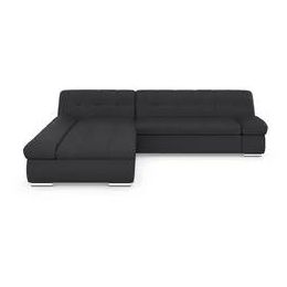 Ecksofa DOMO collection "Mona L-Form" Sofas Gr. B/H/T: 297cm x 80cm x 173cm, Struktur grob, Recamiere links, ohne Funktion, grau (dunkelgrau) wahlweise mit Bettfunktion