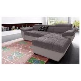 Ecksofa COTTA "Speedway L-Form" Sofas Gr. B/H/T: 265cm x 79cm x 102cm, Flachgewebe-Struktur, Recamiere rechts, ohne Bettfunktion-ohne Bettkasten-mit Kopfteilverstellung, beige (beige/braungrau) inklusive Kopfteilverstellung, wahlweise mit Bettfunktion + Bettkasten