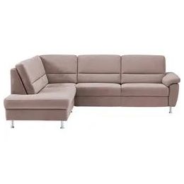 Ecksofa CALIZZA INTERIORS "Onyx L-Form" Sofas Gr. B/H/T: 257cm x 90cm x 196cm, Flachgewebe, Ottomane links, ohne Bettfunktion ohne Bettkasten, beige (magnolie) Ottomane links oder rechts, wahlweise mit Bettfunktion, Breite 257 cm