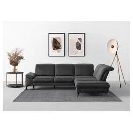 Sit & More Ecksofa SIT & MORE "Cabana L-Form" Sofas Gr. B/H/T: 303cm x 84cm x 244cm, Breitcord, Ottomane rechts, ohne Sitztiefenverstellung-ohne Kopfteilverstellung-ohne Armlehnfunktion-mit Federkern, grau Ottomane, wahlweise mit Sitztiefen-,Armlehnen- und Kopfteilfunktion