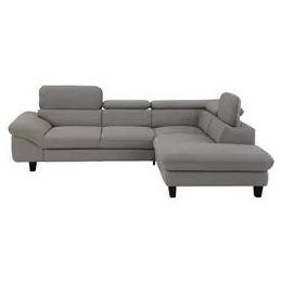 Ecksofa Home Affaire "Pilot L-Form" Sofas Gr. B/H/T: 266cm x 73cm x 108cm, Struktur, Ottomane rechts, mit Kopfteilverstellung-mit Bettfunktion-mit Bettkasten, grau