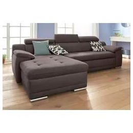 Sit & More Ecksofa SIT & MORE "Top Andiamo L-Form" Sofas Gr. B/H/T: 270cm x 93cm x 165cm, Kunstleder SOFTLUX, Recamiere links, mit Bettfunktion, braun (mokka) wahlweise mit Bettfunktion, inklusive Kopfteilverstellung