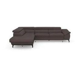 Ecksofa COTTA "Famous L-Form" Sofas Gr. B/T: 279cm x 228cm, Microfaser, Armlehne rechts-Ottomane links, ohne Bettfunktion-ohne Bettkasten, grau (charcoal) in modernem Design