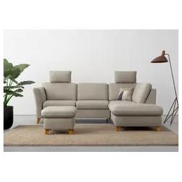 Ecksofa Home Affaire "Trelleborg L-Form" Sofas Gr. B/H/T: 252 cm x 86 cm x 213 cm, Feincord, Ottomane rechts, mit Bettfunktion-mit Stauraum, grau (steel) wahlweise mit Bettfunktion und Bettkasten, inkl. Federkern-Polsterung