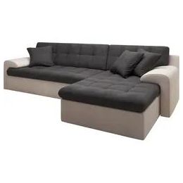 Ecksofa Trendmanufaktur "Rave II, L-Form" Sofas Gr. B/H/T: 245cm x 77cm x 154cm, Struktur fein, Recamiere rechts, mit Bettfunktion, beige (creme, dunkelgrau) wahlweise mit Bettfunktion