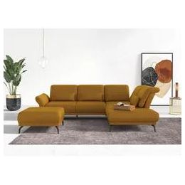 Ecksofa Inosign "Coco L-Form" Sofas Gr. B/H/T: 294cm x 88cm x 242cm, Breitcord, Ottomane rechts, ohne Sitztiefenverstellung-ohne Armteilverstellung-ohne Kopfteilverstellung-mit Federkern, gelb (mustard) Sitztiefen-, Arm- und Kopfteilverstellung, Cord-Bezug, Fußhöhe 15 cm