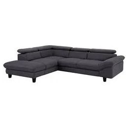 Ecksofa Home Affaire "Pilot L-Form" Sofas Gr. B/H/T: 266cm x 73cm x 108cm, Microfaser, Ottomane links, mit Kopfteilverstellung-mit Bettfunktion-mit Bettkasten, grau (anthrazit)