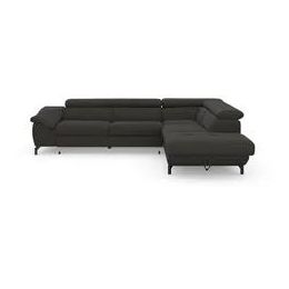 Ecksofa COTTA "Famous L-Form" Sofas Gr. B/T: 279cm x 228cm, Struktur grob, Armlehne links-Ottomane rechts, mit Bettfunktion-mit Bettkasten, braun (espresso) in modernem Design