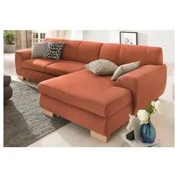 Ecksofa Home Affaire "Nika L-Form" Sofas Gr. B/H/T: 277cm x 84cm x 84cm, Struktur fein, Recamiere rechts, ohne Bettfunktion, orange (terra) Polsterecke, Struktur fein oder MelroseStruktur, mit Bettfunktion