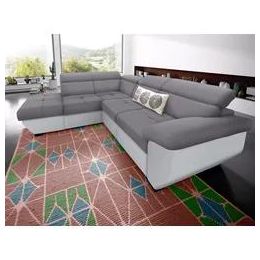 Ecksofa COTTA "Speedway L-Form" Sofas Gr. B/H/T: 262cm x 79cm x 102cm, Kunstleder SOFTLUX-Luxus-Microfaser, Ottomane links, mit Bettfunktion-mit Bettkasten-mit Kopfteilverstellung, grau (grau, grau) mit Kopfteilverstellung, wahlweise Bettfunktion und Bettkasten