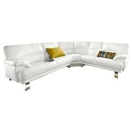 Ecksofa Trendmanufaktur "Cecilia in italienischem Design, modern und komfortabel, L-Form" Sofas Gr. B/H/T: 280cm x 87cm x 240cm, NaturLEDER, langer Schenkel links, ohne Funktion, weiß (altweiß) bequeme Armlehnen, mit langem Schenkel