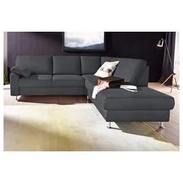 Sit & More Ecksofa SIT & MORE "Belfort L-Form" Sofas Gr. B/H/T: 243cm x 88cm x 218cm, Luxus-Microfaser ALTARA NUBUCK, Ottomane rechts, ohne Funktion, grau (dunkelgrau) wahlweise mit Vorziehsitz und Bettkasten