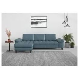 Sit & More Ecksofa SIT & MORE "Westham L-Form" Sofas Gr. B/H/T: 275cm x 88cm x 172cm, Microfaser, Recamiere links, ohne Bettfunktion-ohne Bettkasten-ohne Armlehnfunktion-ohne Sitztiefenverstellung, bunt (greyblue) Recamiere, mit oder ohne Bettfunktion, Bettkasten, Füße wengefarben