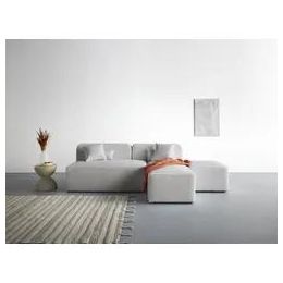 Ecksofa Andas "Sundstrup L-Form", grau (hellgrau), B:220cm H:76,5cm T:153cm, 93% Polyester, 6% Acryl, 1% Baumwolle, Sofas, Modulserie, individuelle Zusammenstellung