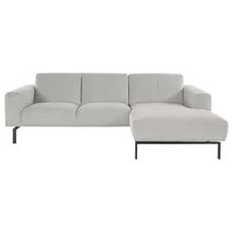 Ecksofa Andas "Lungre, L-Form" Sofas Gr. B/H/T: 260cm x 82cm x 163cm, Struktur weich, Recamiere rechts, Ecksofa XL, silberfarben (silber lining) in verschiedenen Größen, extra hohe Füße aus Metall