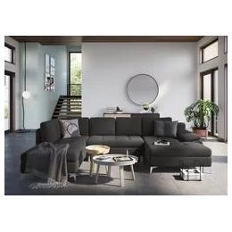 Sit & More Wohnlandschaft SIT&MORE "Latigo U-Form" Sofas Gr. B/T: 326 cm x 201 cm, Luxus-Microfaser, Recamiere rechts, mit Bettfunktion-mit Bettkasten, grau (fango) mit Recamiere, wahlweise Bettfunktion und Bettkasten