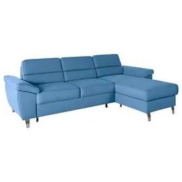 Sit & More Ecksofa SIT & MORE "Sorano L-Form" Sofas Gr. B/H/T: 250cm x 88cm x 161cm, Flachgewebe, Recamiere rechts, mit Bettfunktion, blau (pacific) wahlweise mit Bettfunktion und Bettkasten