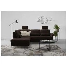 Ecksofa Inosign "Palm Beach L-Form", braun (dunkelbraun), B:259cm H:89cm T:224cm, 100%Polyester, Sofas, Federkern, mit Sitztiefenverstellung, wahlweise mit Bettfunktion