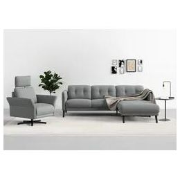 Sit & More Ecksofa SIT & MORE "Scandia L-Form" Sofas Gr. B/H/T: 269cm x 82cm x 183cm, Chenille, Recamiere rechts, Mit Kopfteilverstellung-Mit Armteilfunktion-Mit schwarzen matten Metallfüßen, grau Wahlweise mit Kopfteilverstellung und Armteilfunktion