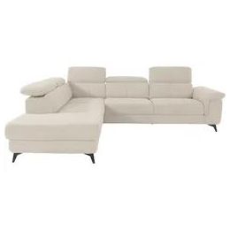 Ecksofa COTTA "Springs L-Form" Sofas Gr. B/H/T: 290cm x 79cm x 235cm, Chenille, Ottomane links, mit Kopfteilverstellung-mit Relaxfunktion-mit Bettkasten, beige