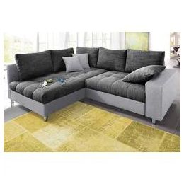 Ecksofa MR. COUCH "Tobi L-Form" Sofas Gr. B/H/T: 226cm x 75cm x 105cm, Microfaser PRIMABELLE-Struktur, Ottomane links, ohne Bettfunktion, grau (hellgrau/schwarz-grau) wahlweise mit Kaltschaum (140kg BelastungSitz) und Bettfunktion